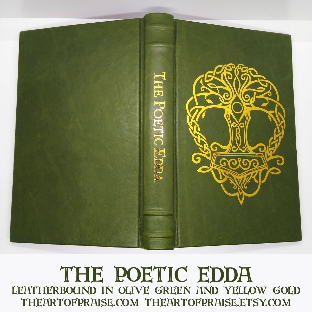 The Poetic Edda Leatherbound in Olive Green and Yellow Gold ...